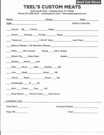 Beef Cutsheet Walkthrough | teels custom meats